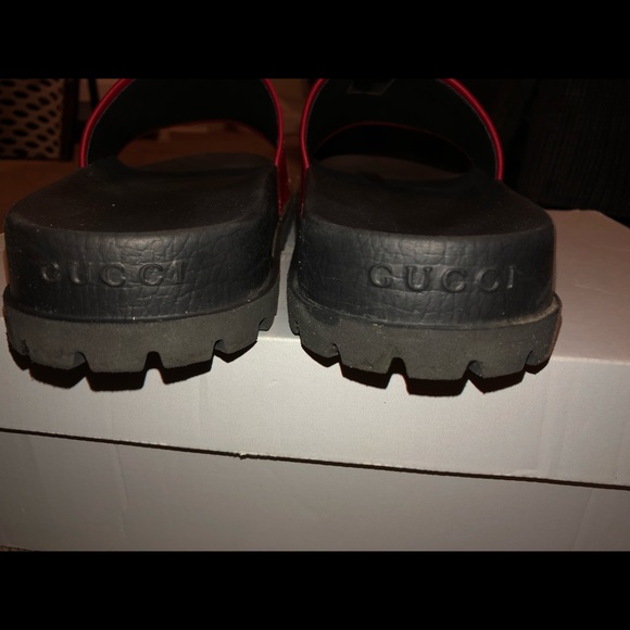 Gucci | Shoes | Mens Red Gucci Signature Slides | Poshmark